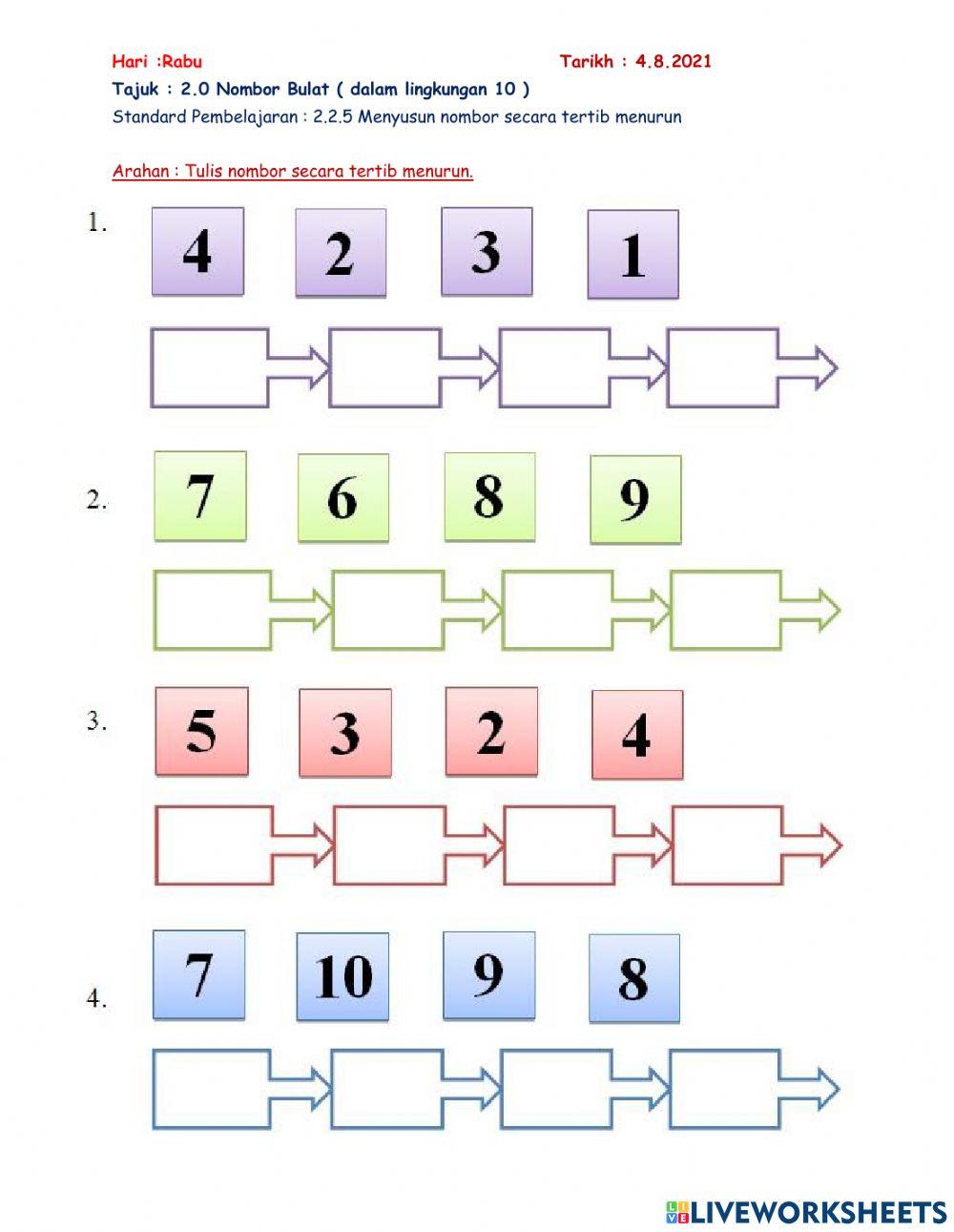 Tertib menurun online activity | Live Worksheets