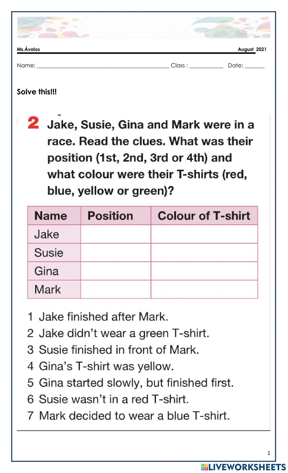 Solve it! worksheet | Live Worksheets