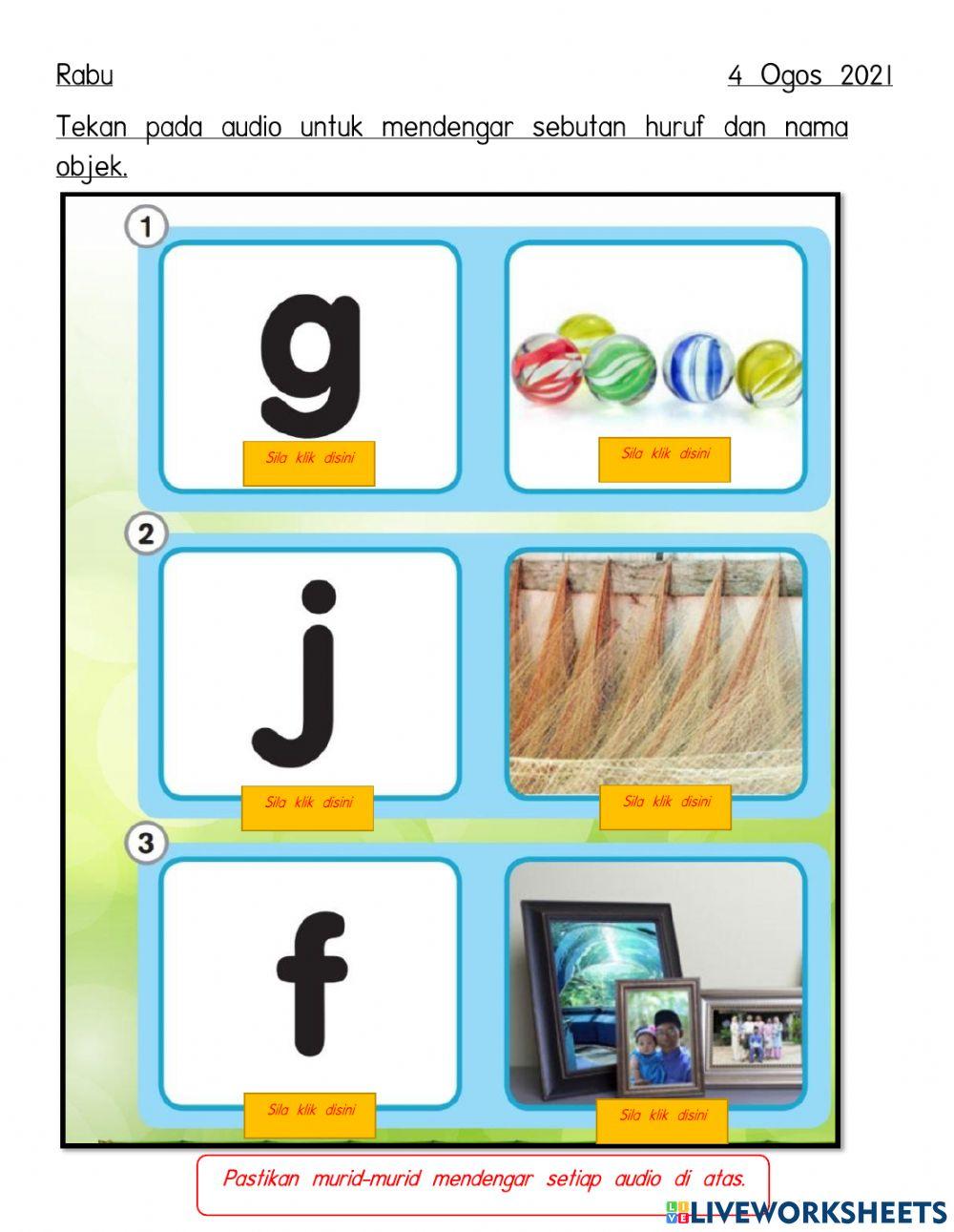 Menyebut & Menulis Abjad g, j & f | ZAFIRAH BINTI NONG