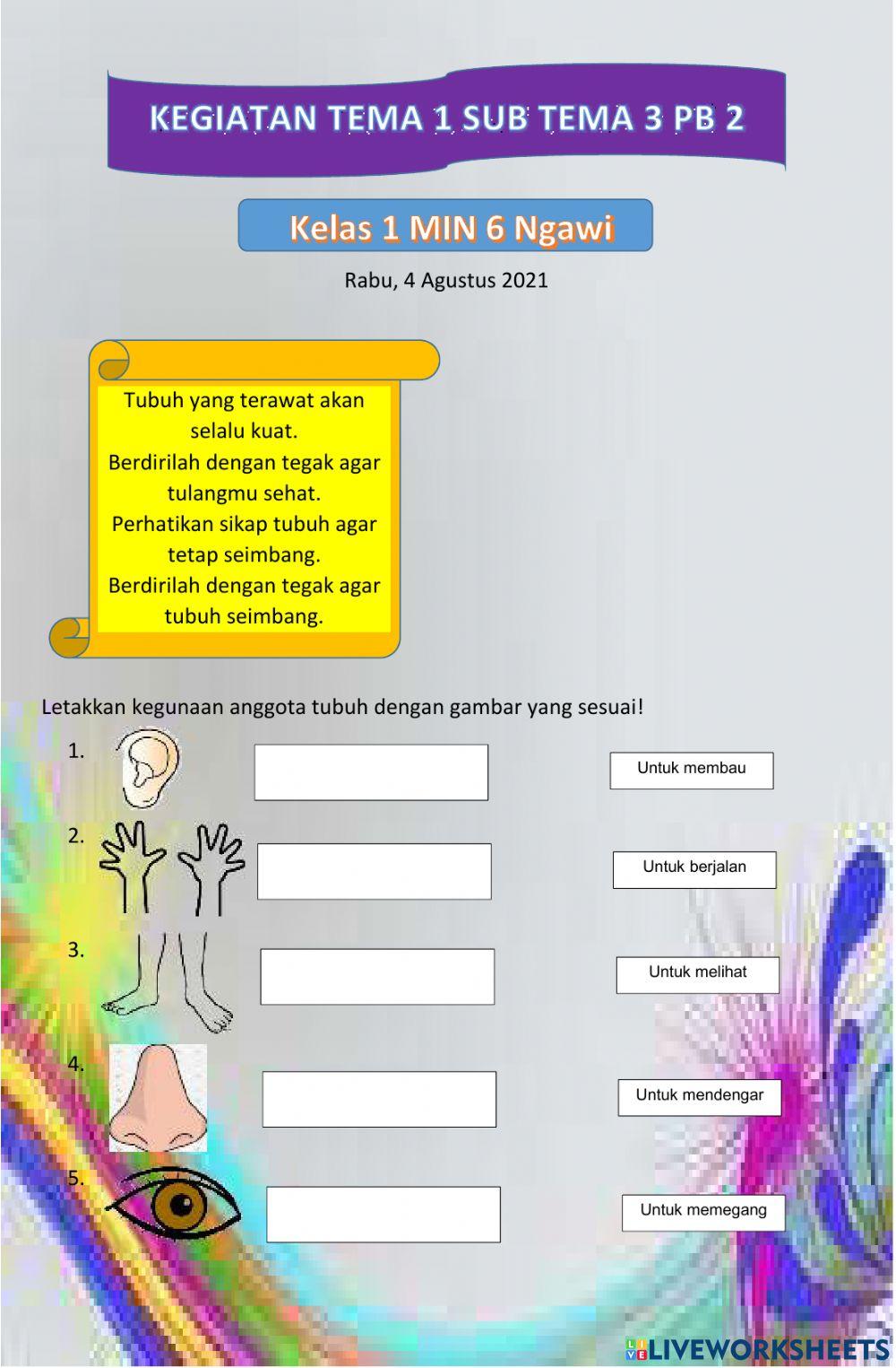 Tema 1 Sub Tema 3 PB 2 worksheet | Live Worksheets