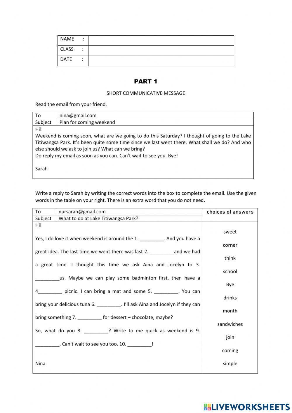 Writing Exercise | Free Interactive Worksheets | 1225881