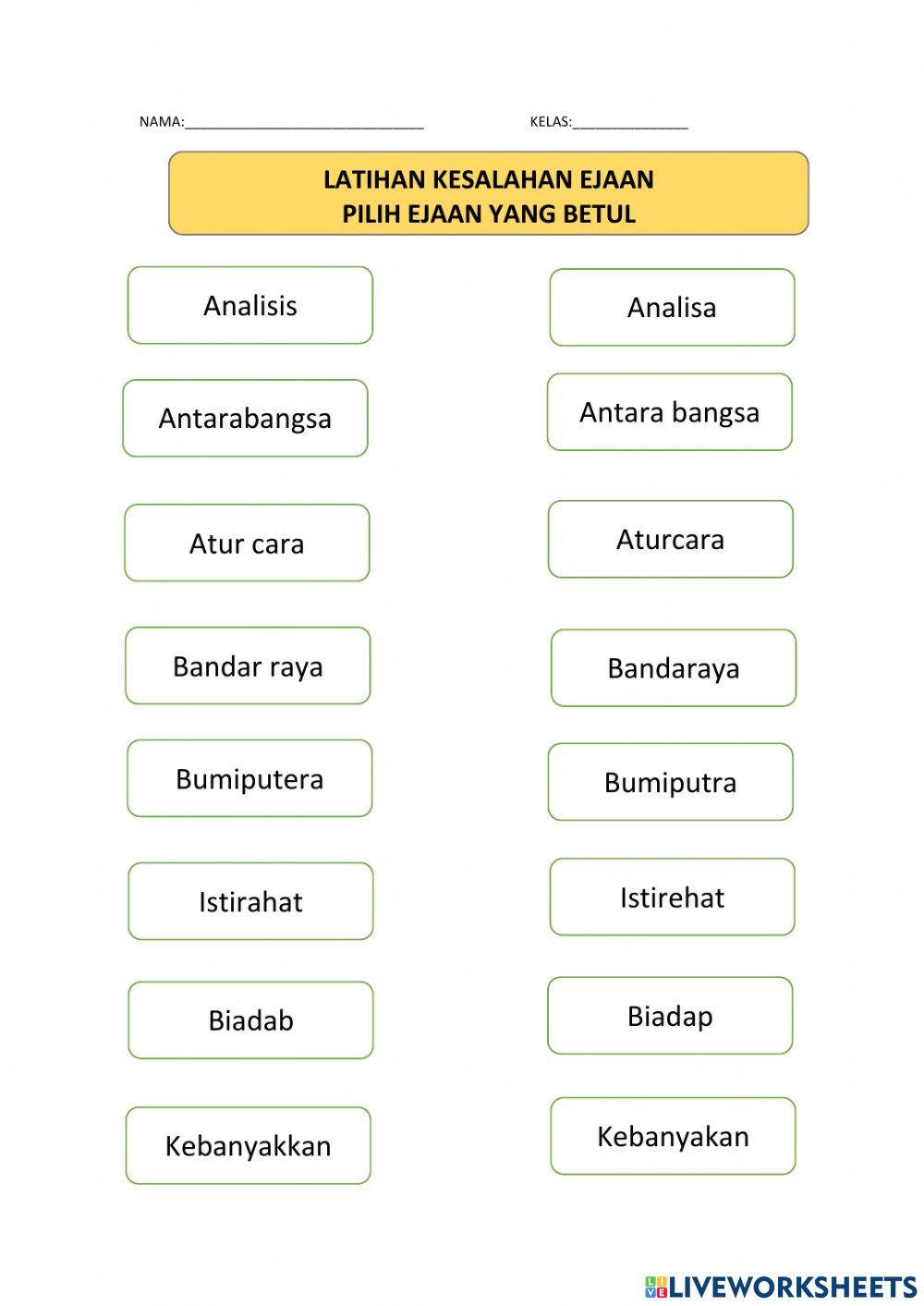1225924 | Ejaan | CikguHasikin | LiveWorksheets