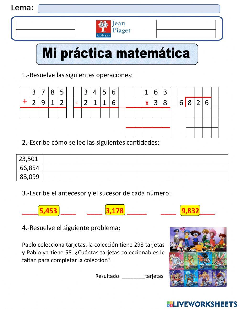 JP Practica 10 Matemáticas 6to worksheet | Live Worksheets