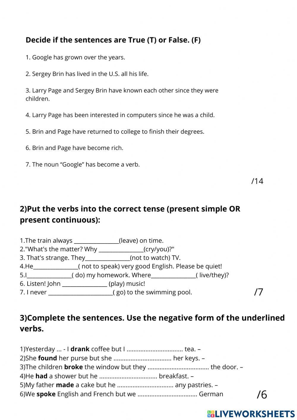 A1 test 1226070 | Carla Migliarini | Live Worksheets