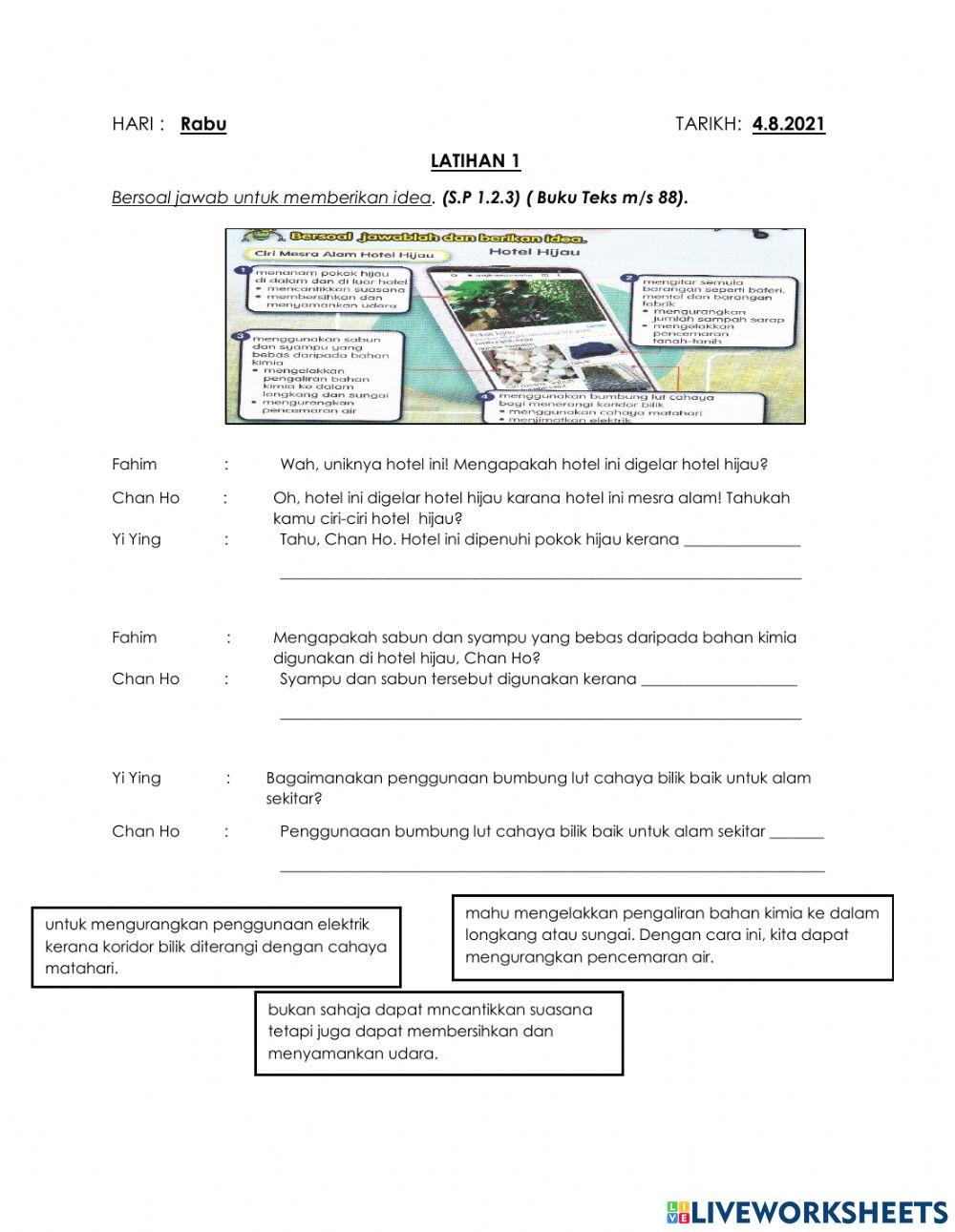 Celik alam sekitar interactive worksheet | Live Worksheets
