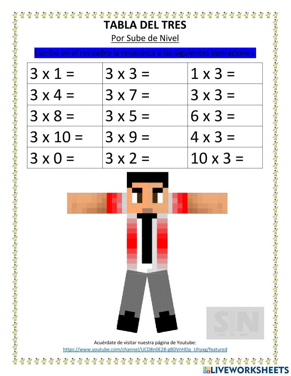 Tabla del tres con Minecraft 1226512 | SUBE DE NIVEL