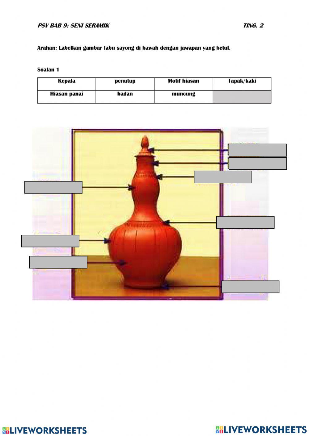 Seni Seramik interactive worksheet | Live Worksheets