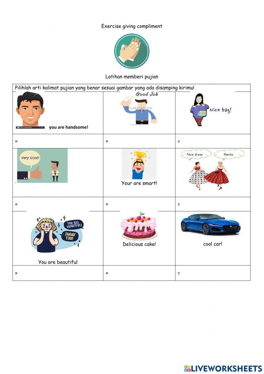 kelas 8 - Exercise giving compliment | LiveWorksheets