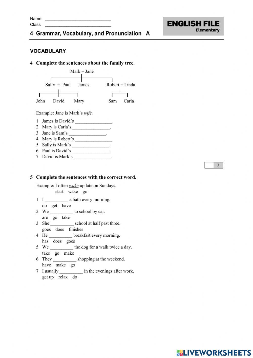 6676809 | English File Elementary - Test 4 | VivianaMabel