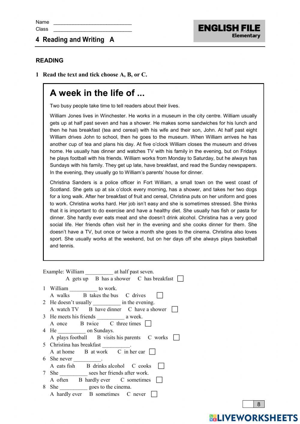 6676809 | English File Elementary - Test 4 | VivianaMabel