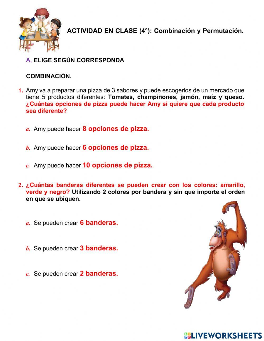 Permutación Y Combinación Exercise Live Worksheets