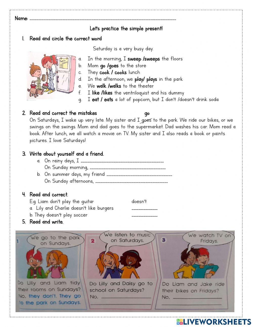 Review: Present simple interactive worksheet | Live Worksheets
