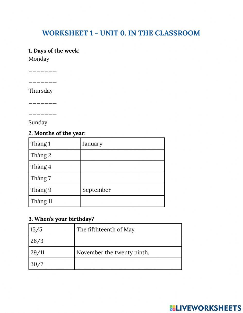 LV1 - RW 1 online exercise for | Live Worksheets