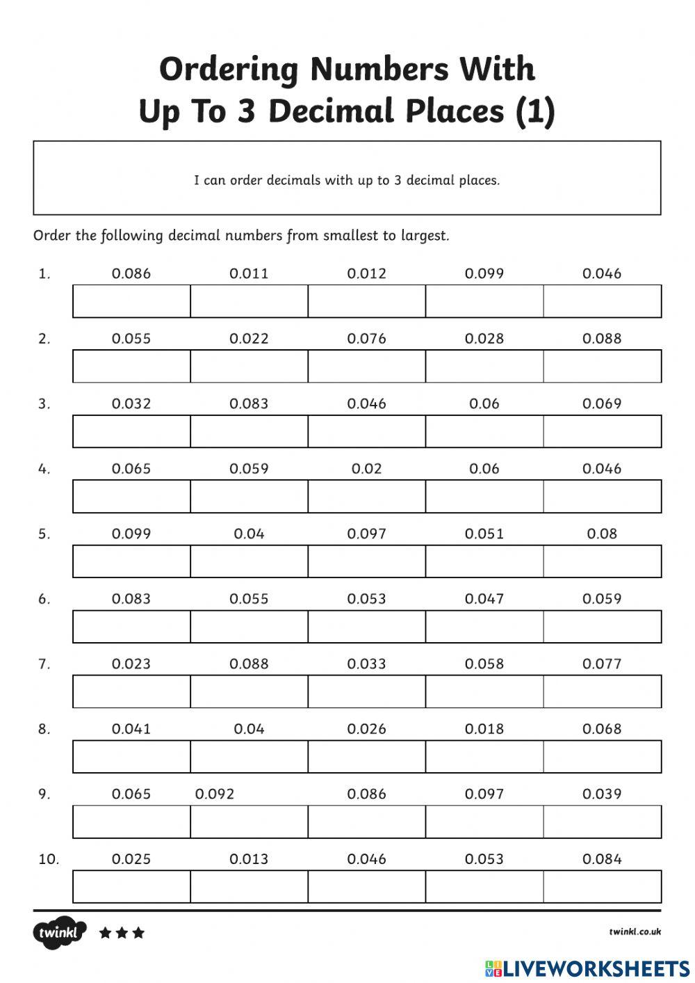 Arranging Decimals 3808516 | theovermaak17 | Live