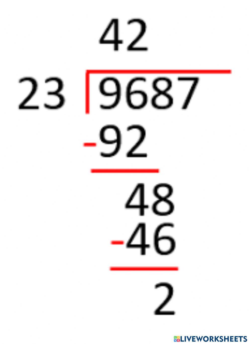 Finding the quotient 3031 | The_Mawa | Live Worksheets