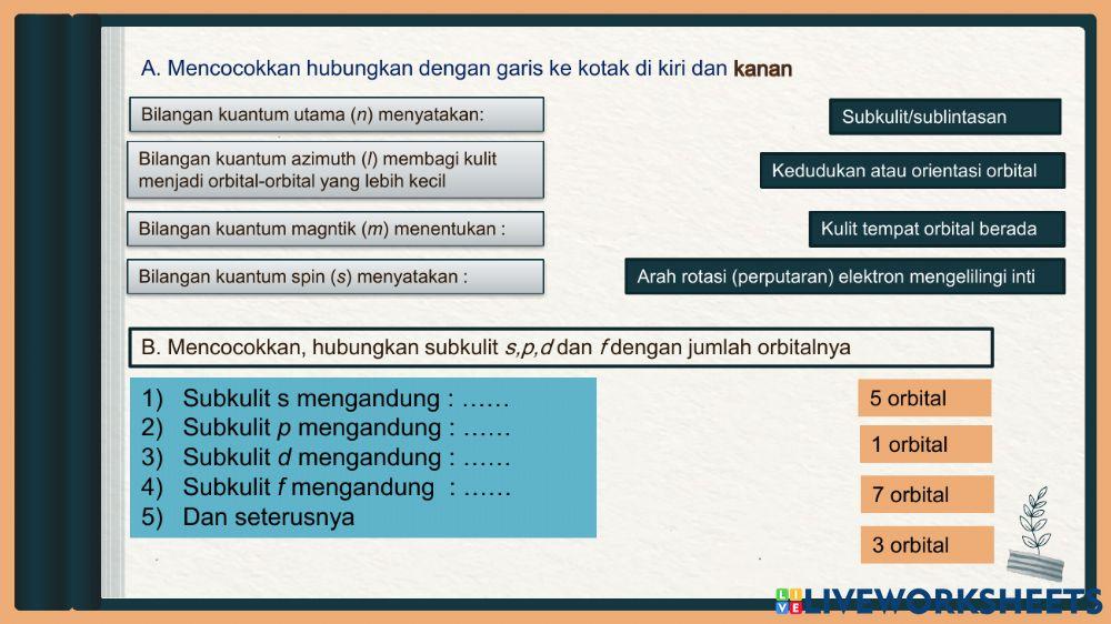 Bilangan Kuantum | Free Interactive Worksheets | 1327370