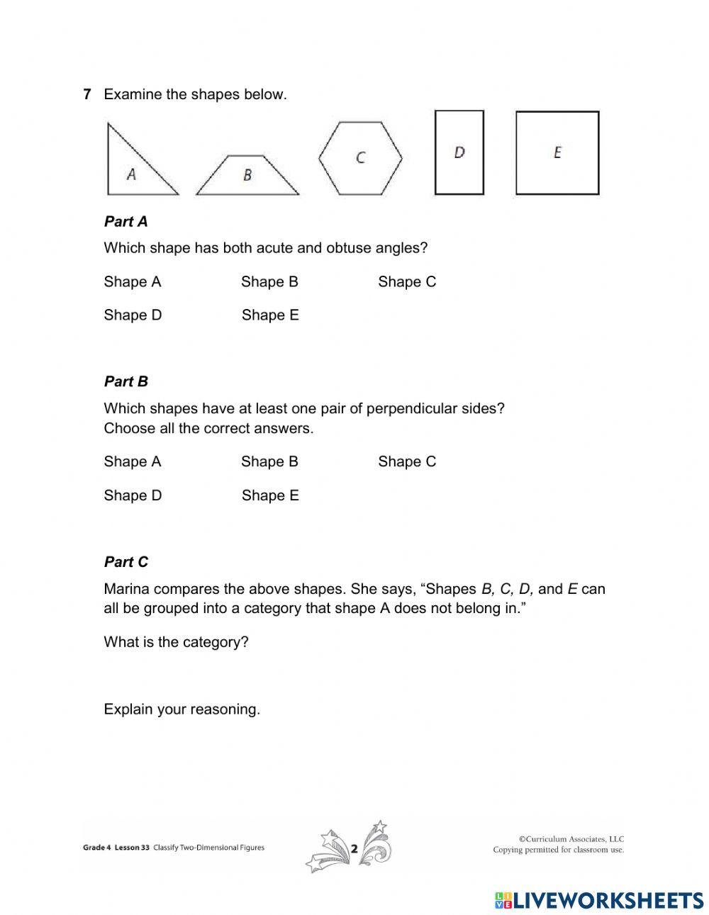 Parallel Perpendicular Angles and Sides of Shapes