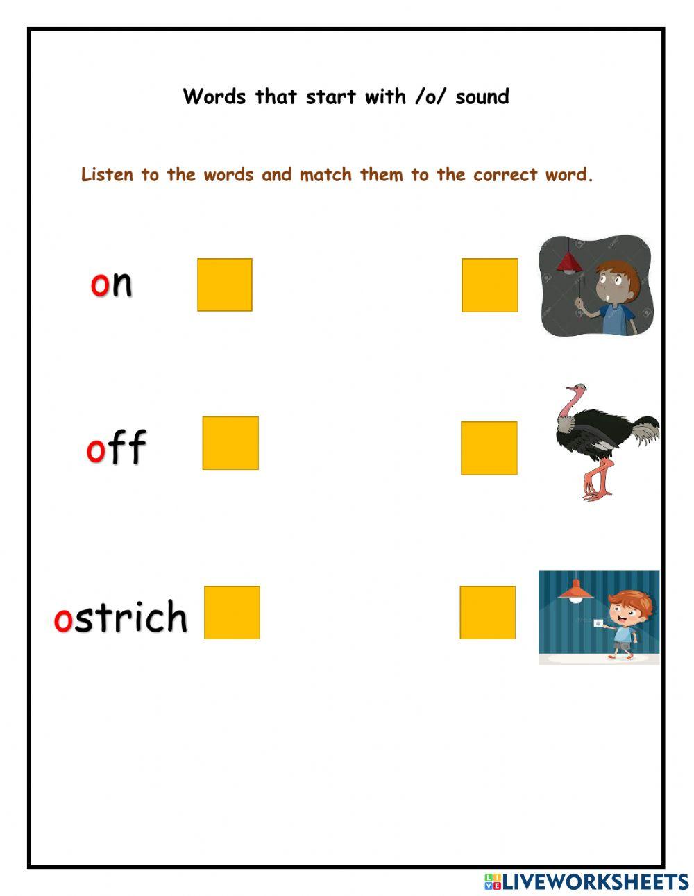 O sound activity interactive worksheet | Live Worksheets