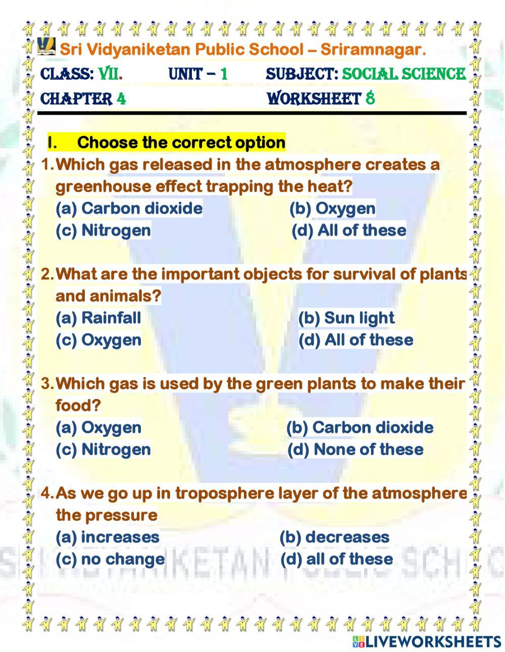 Air worksheet for Grade: 7 | Live Worksheets