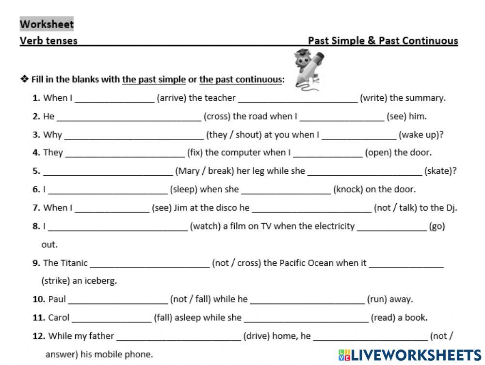 Past Continuous Tense online activity for 5 | Live Worksheets