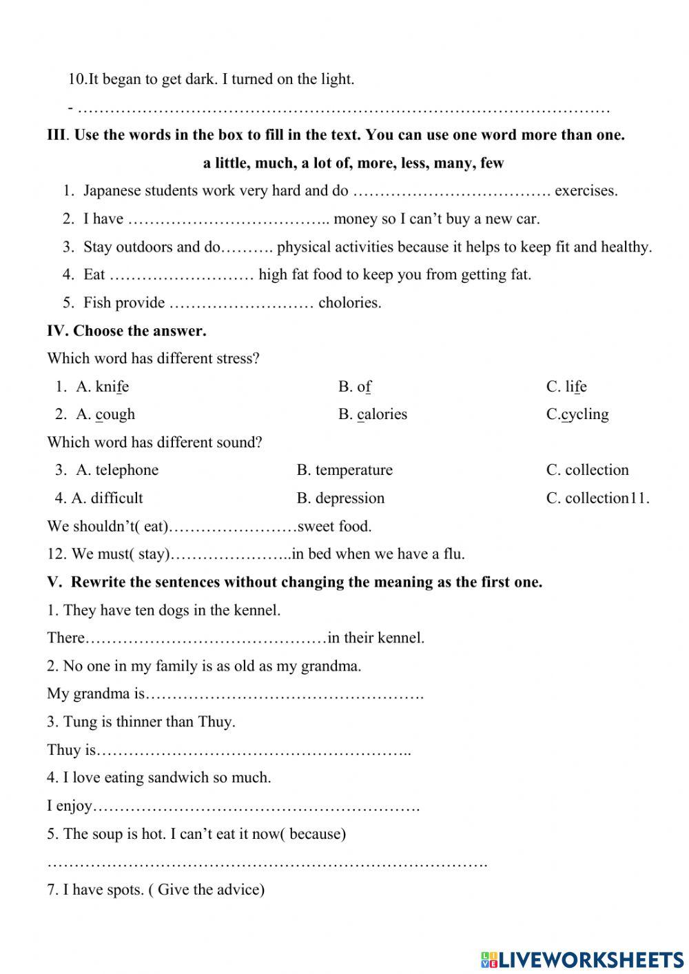 Grade 7 online worksheet | Live Worksheets