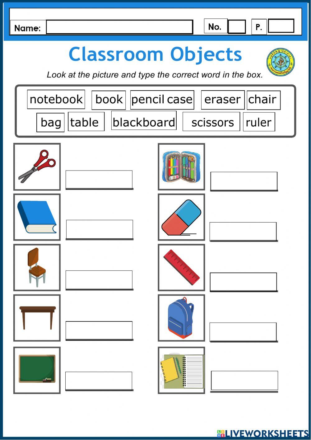 1329248 | Classroom Objects | krulee_24 | LiveWorksheets