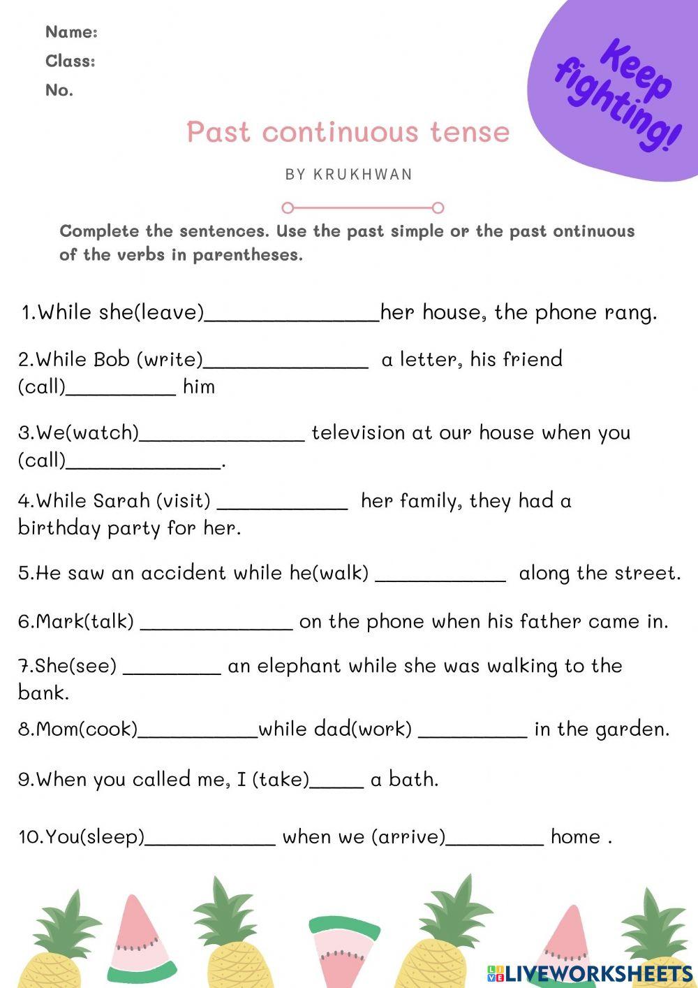 Past continuous online exercise for m.5 | Live Worksheets