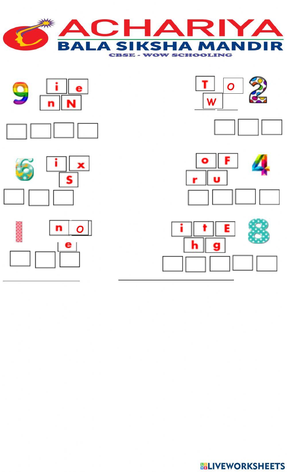 Maths online exercise for 1 | Live Worksheets