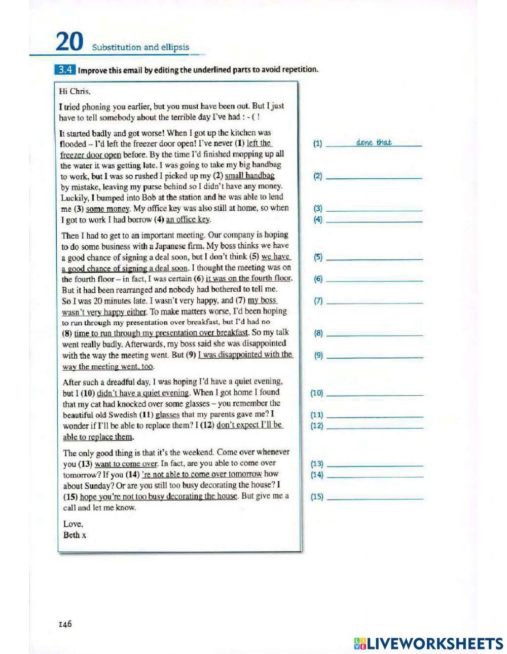 Ellipsis online exercise for | Live Worksheets