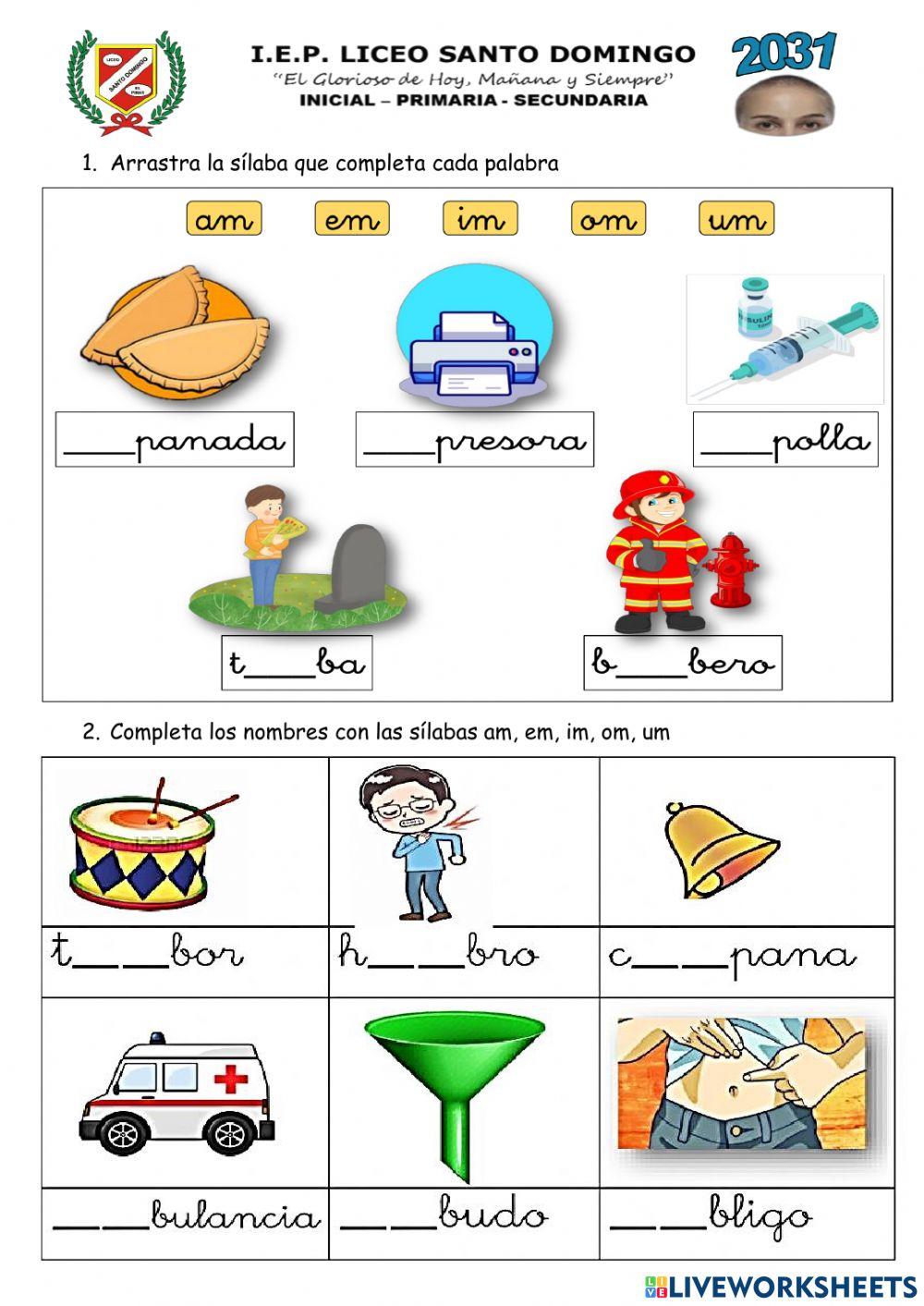 SÍLABAS INVERSA… | Free Interactive Worksheets | 3800013 SÍLABAS INVERSA… | Free Interactive Worksheets | 3800013