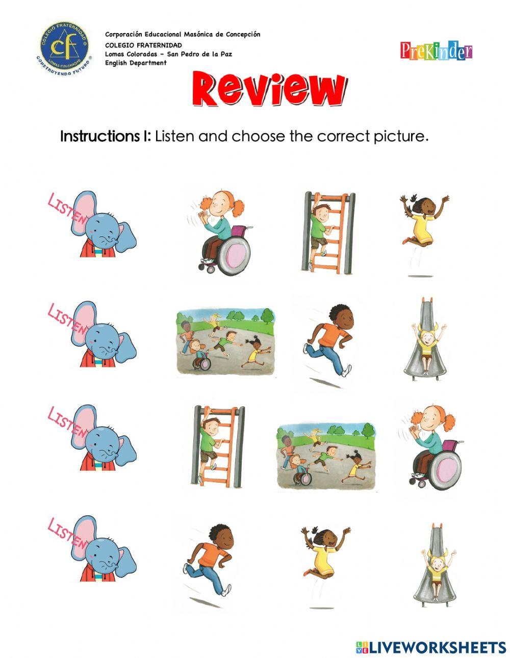 Actions - PK worksheet | Live Worksheets