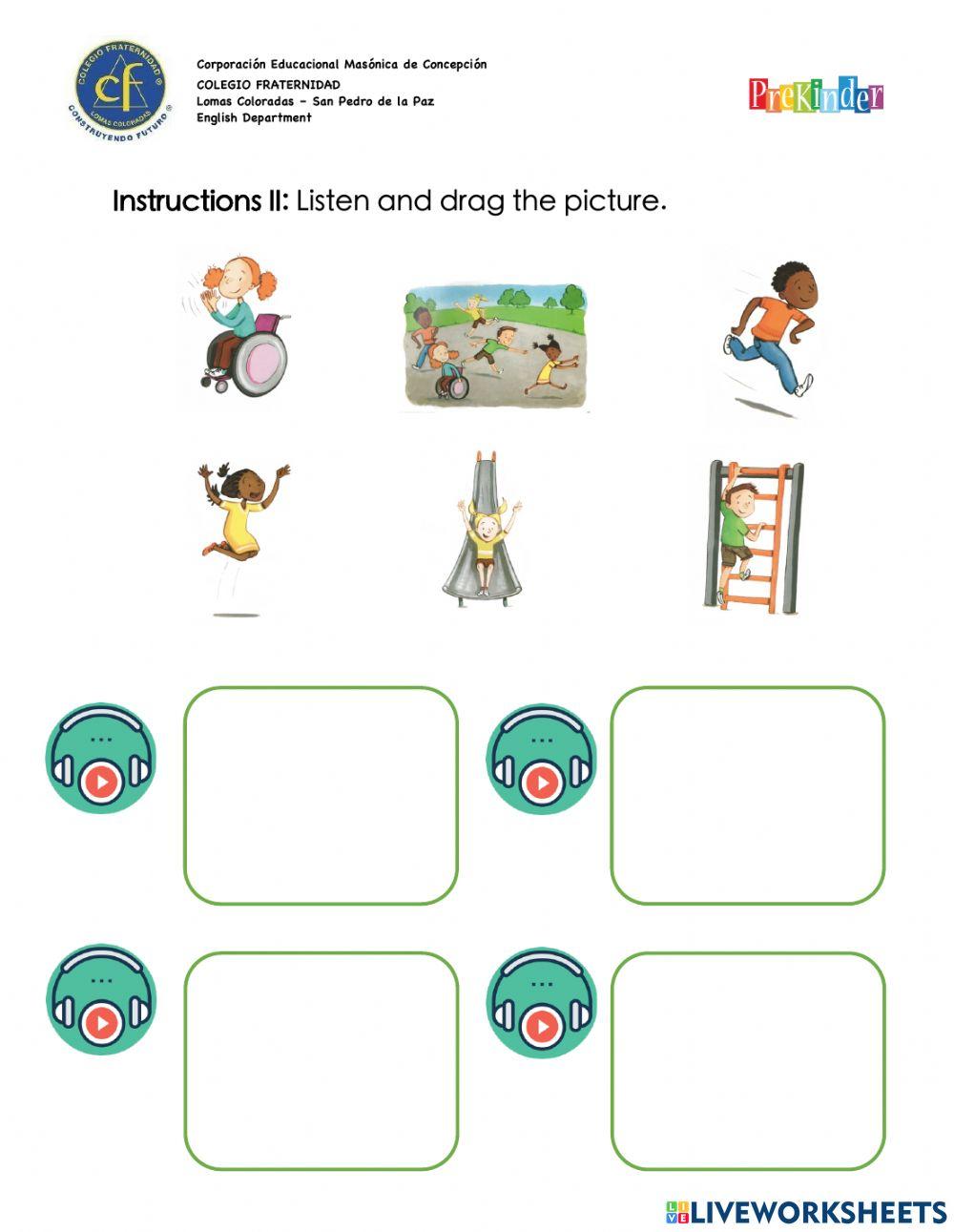 Actions - PK worksheet | Live Worksheets