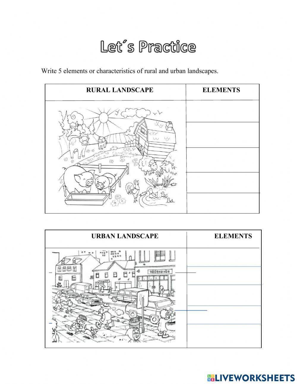Urban and rural… | Free Interactive Worksheets | 1330074