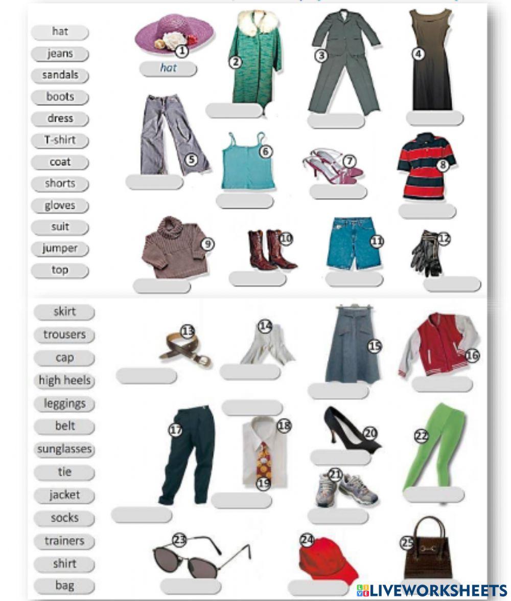 Clothes online exercise for basic | Live Worksheets