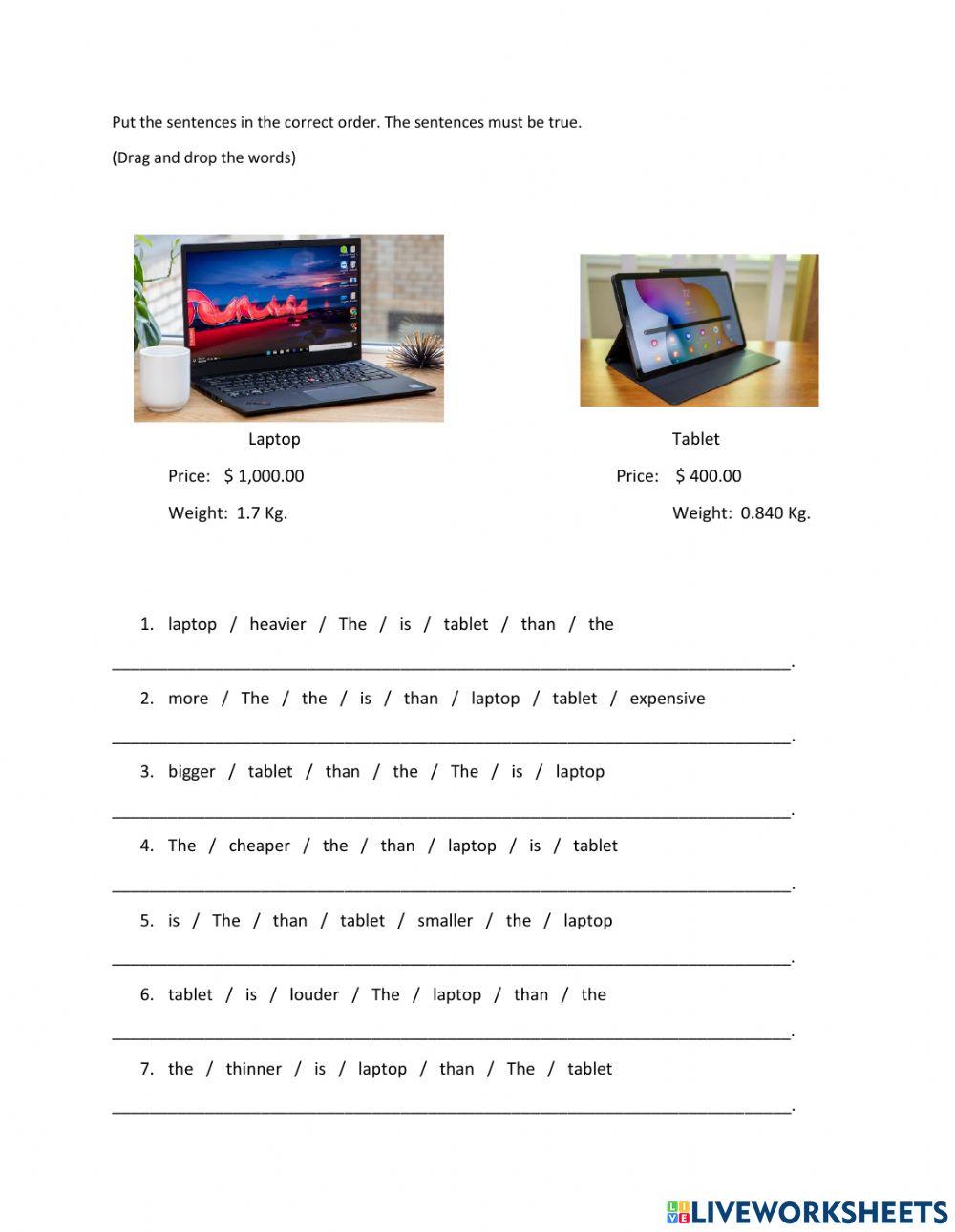 Comparatives online exercise for Intermediate | Live Worksheets
