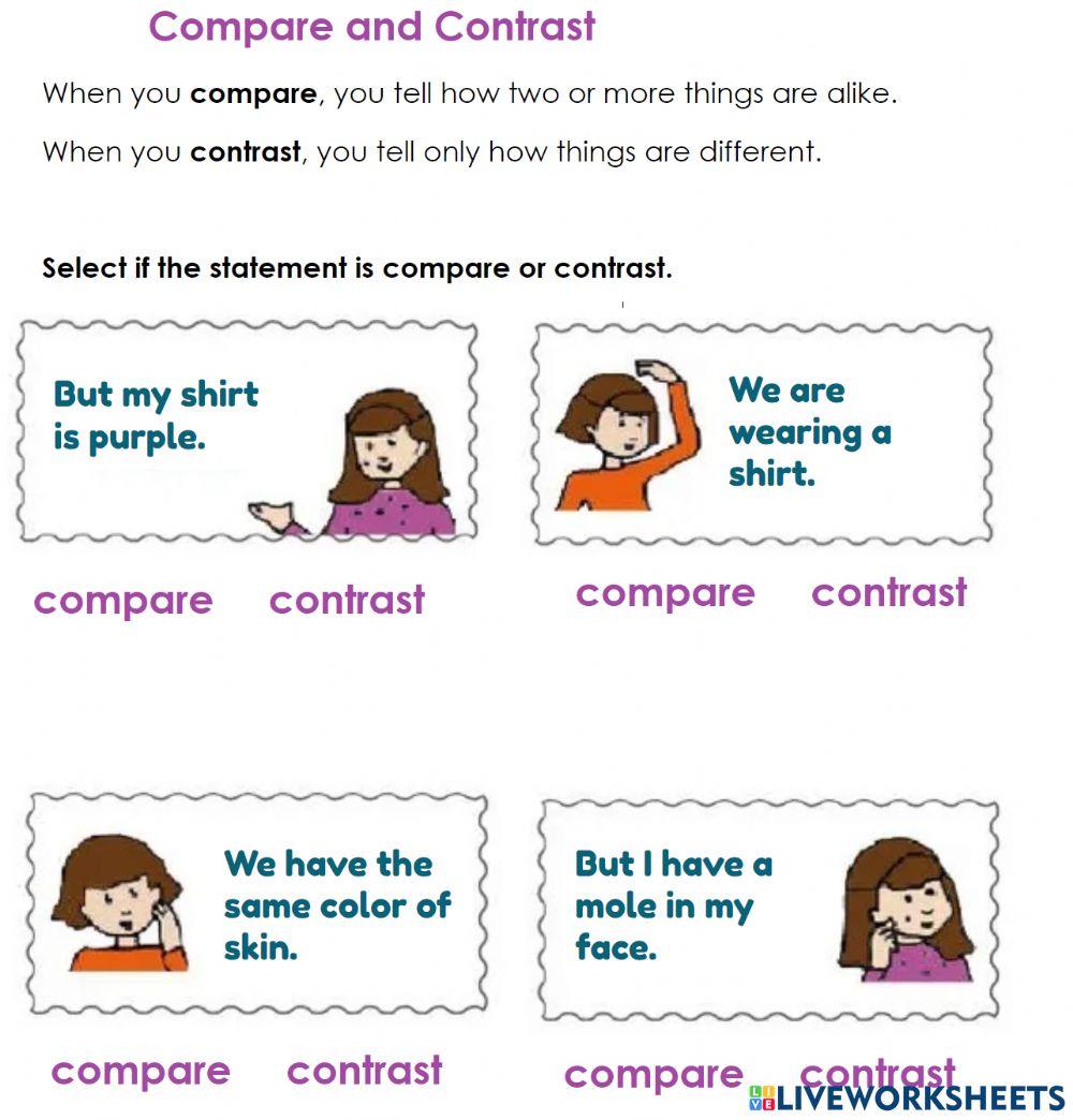 Compare and contrast online exercise for 4 | Live Worksheets