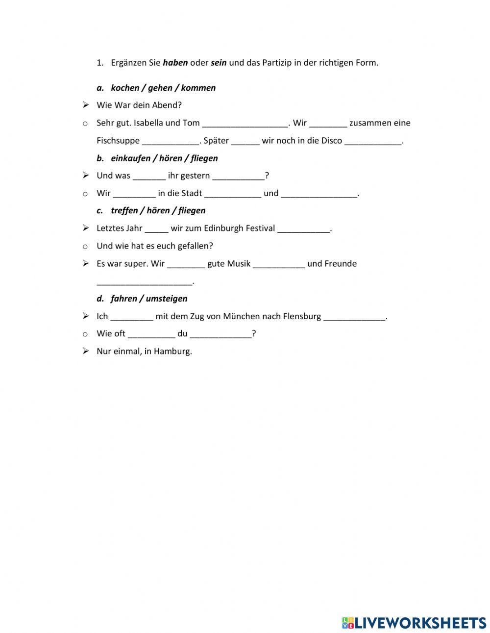 PARTIZIP 2 online exercise for | Live Worksheets