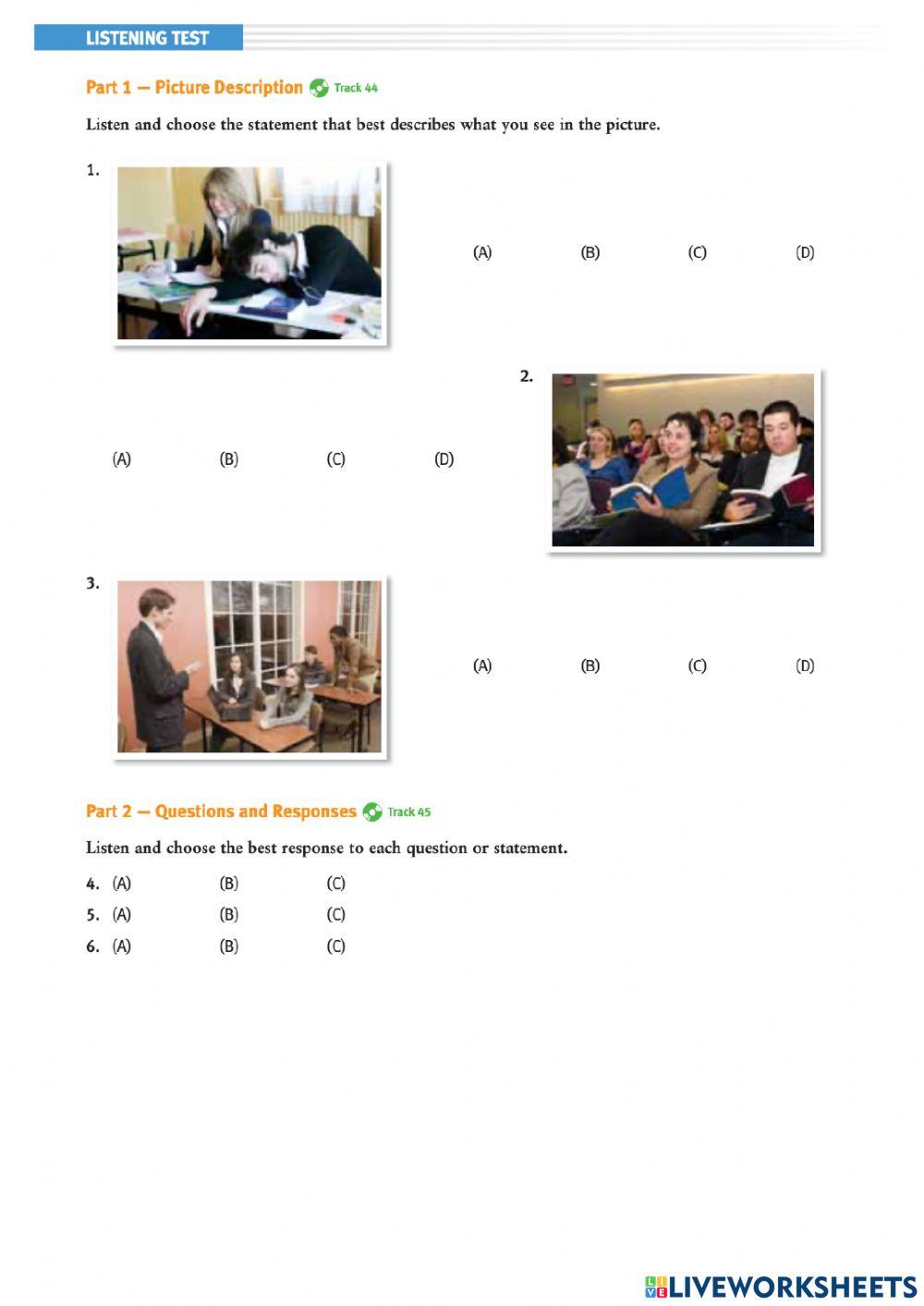 Listening Test online exercise for 12,11 | Live Worksheets