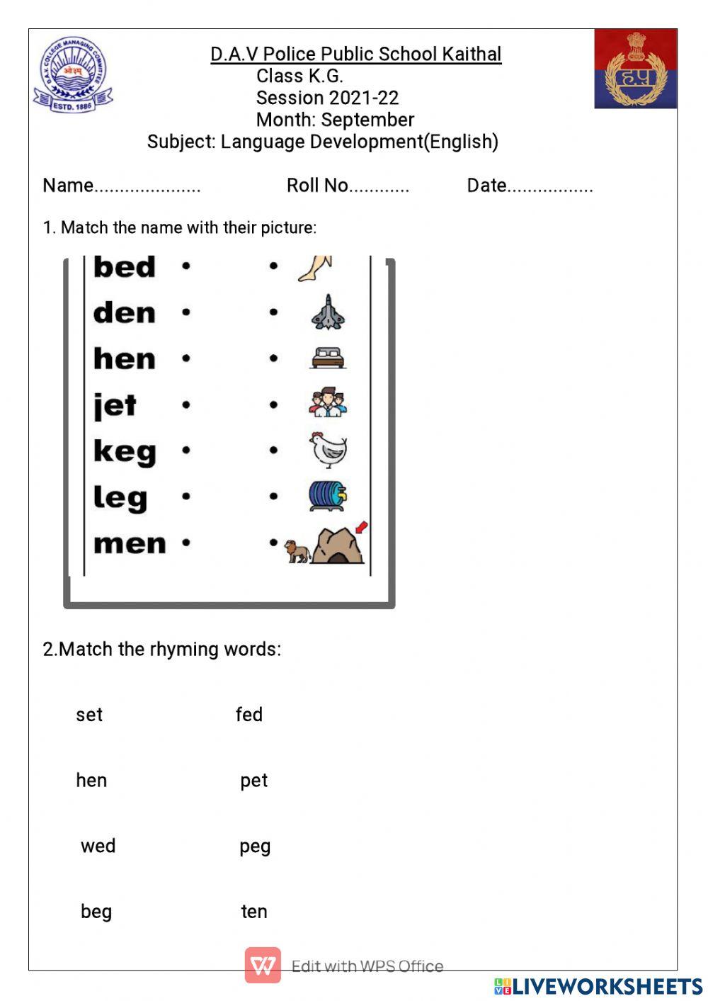 K.G. Class exercise | Live Worksheets