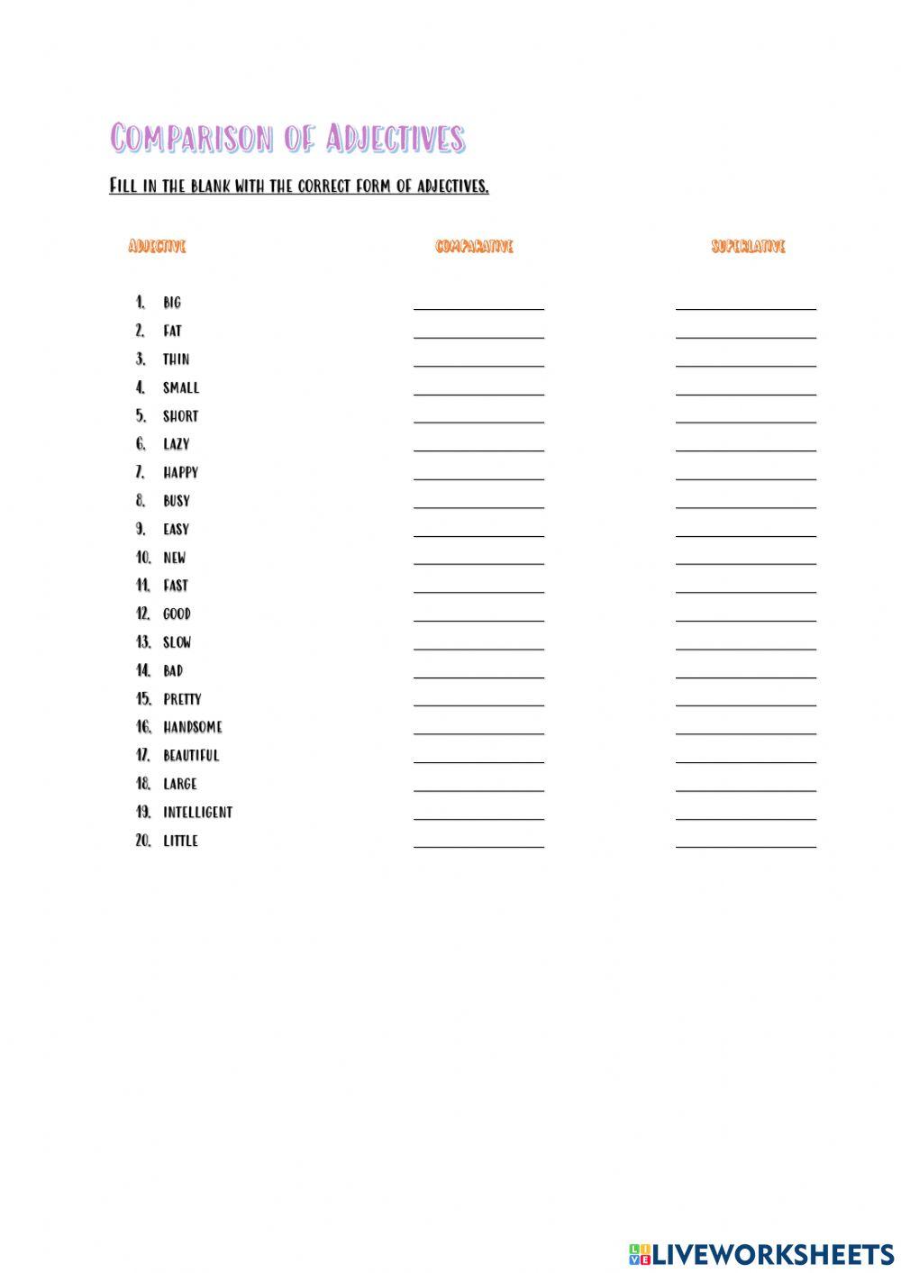 Comparison of Adjective 1331404 | panita