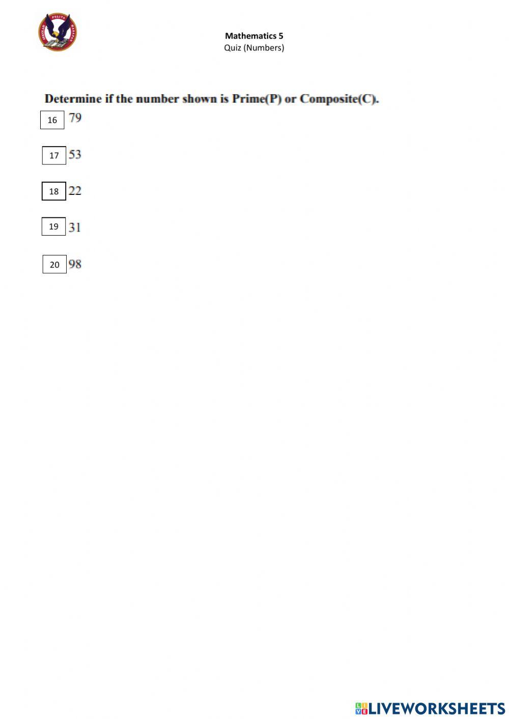 Number Quiz Grade 5 worksheet | Live Worksheets