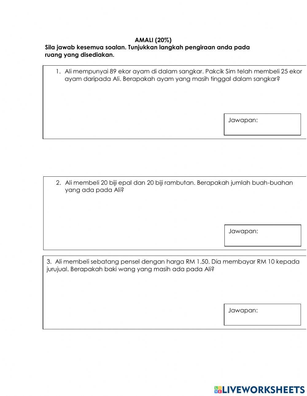 Matematik online exercise for 1 | Live Worksheets