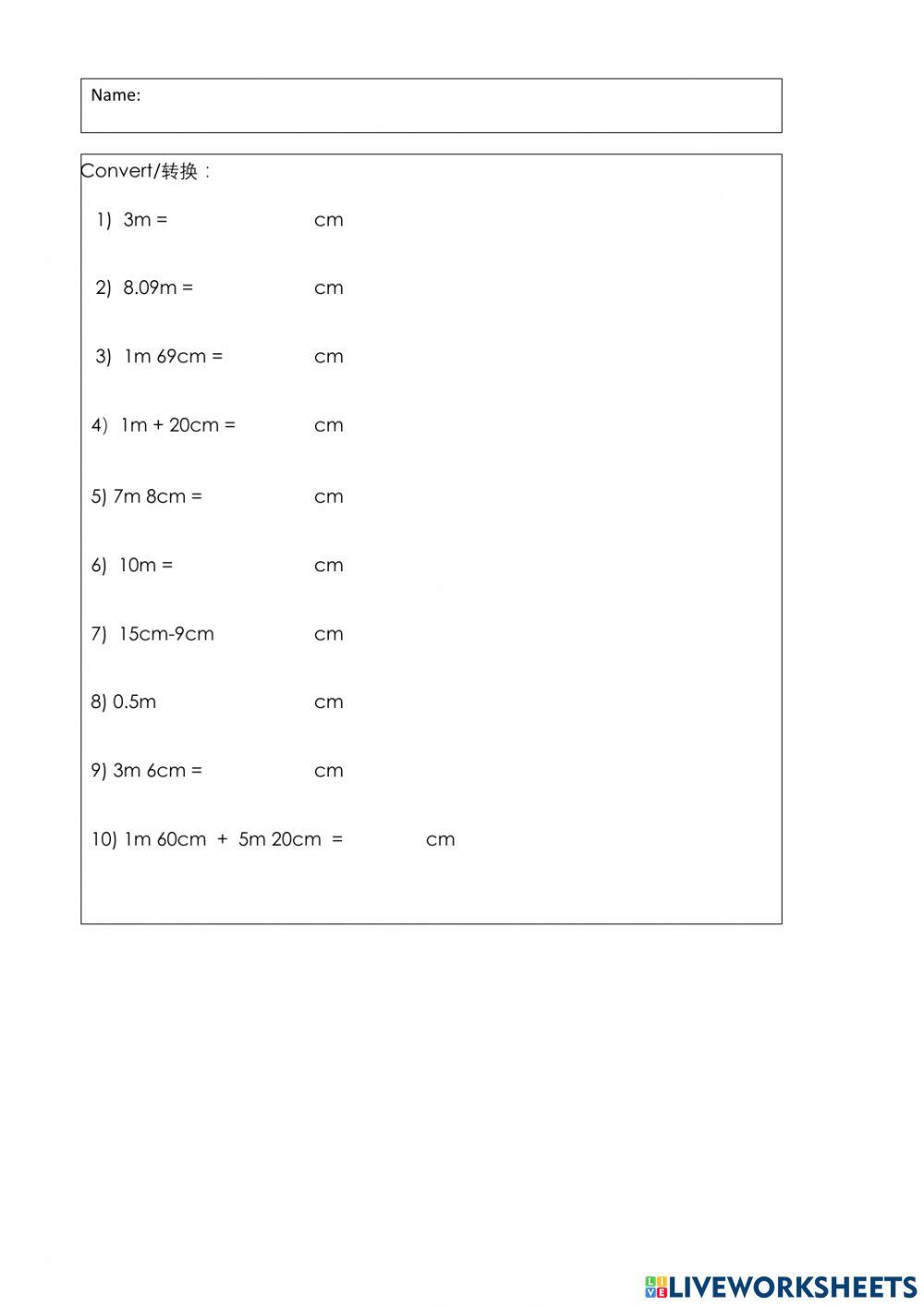 M To Cm Conversion Online Exercise For Live Worksheets m-to-cm-conversion-online-exercise-for-live-worksheets