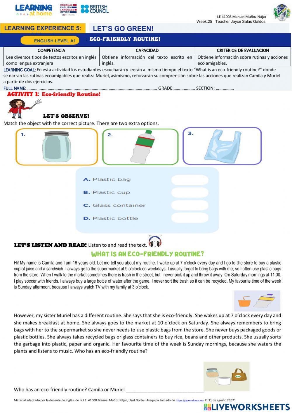 1331737 | Let's go green | Joycemilena | LiveWorksheets