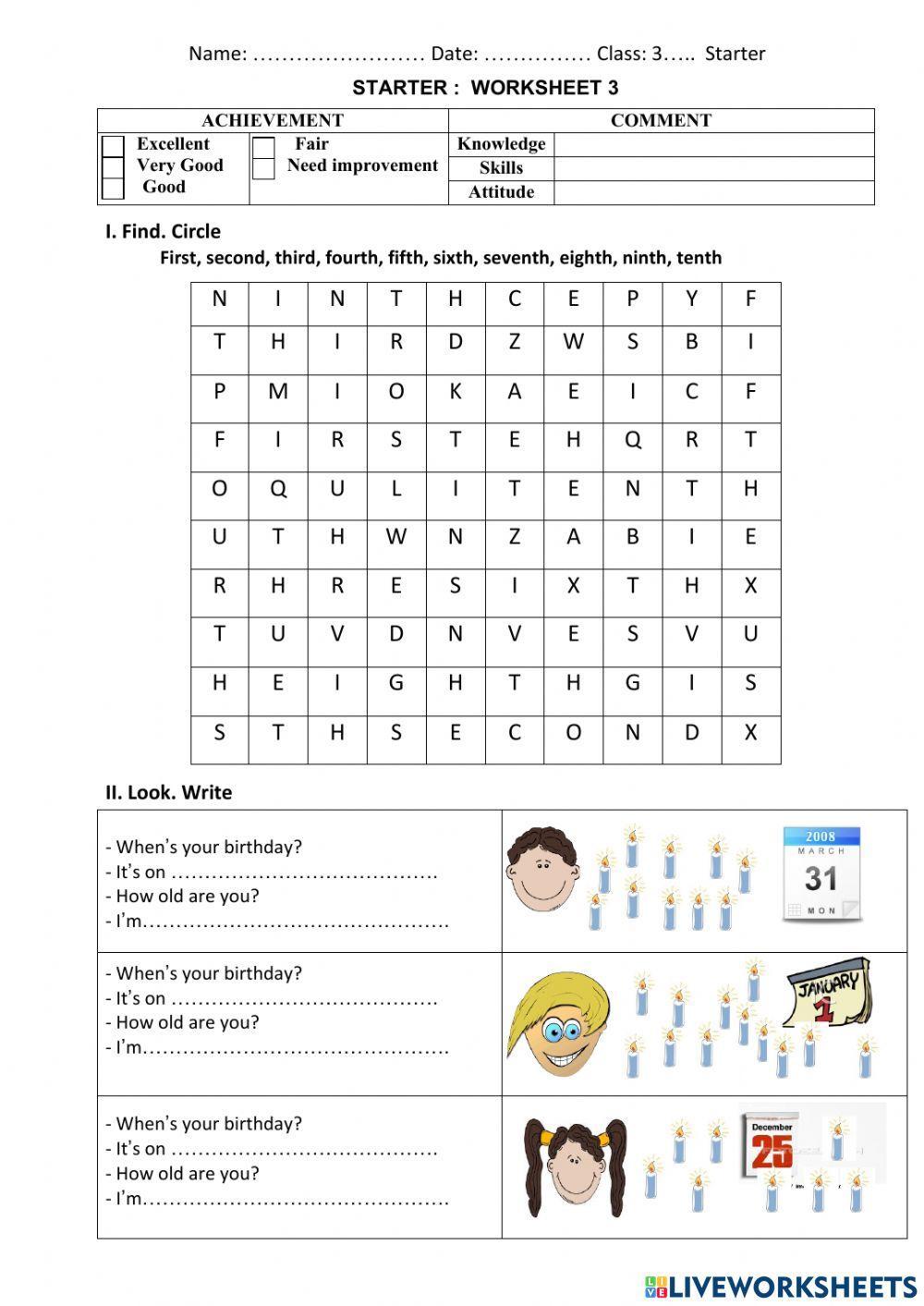 Worsheet 3 interactive worksheet | Live Worksheets