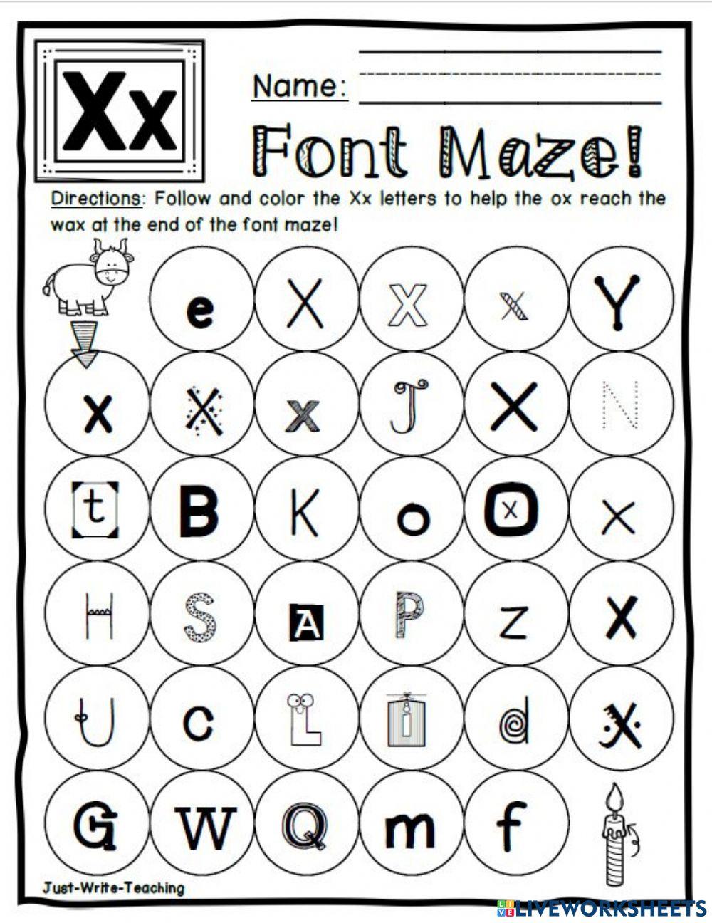 Letter Xx | Free Interactive Worksheets | 1332539