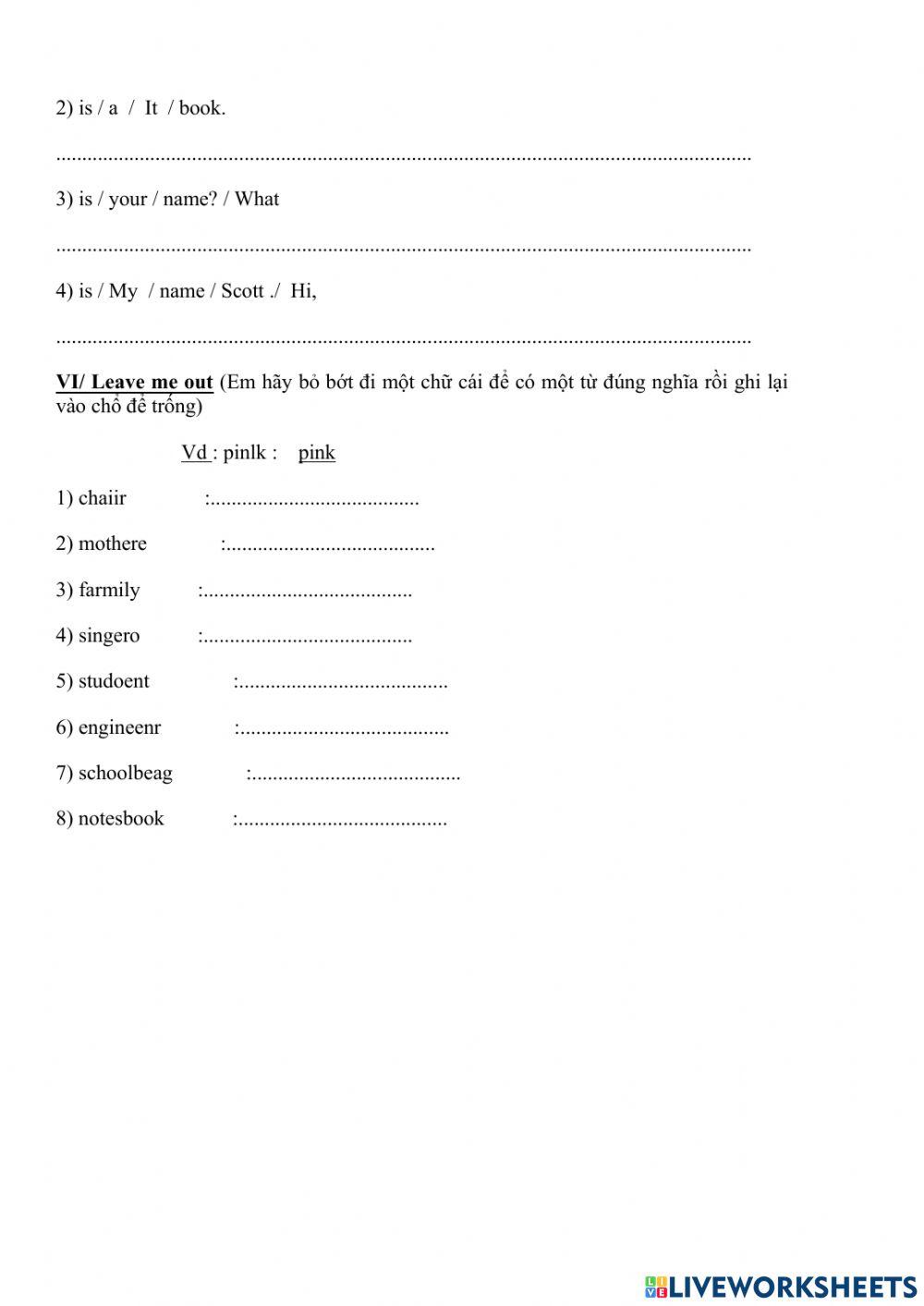 English test 1 gr3 worksheet | Live Worksheets