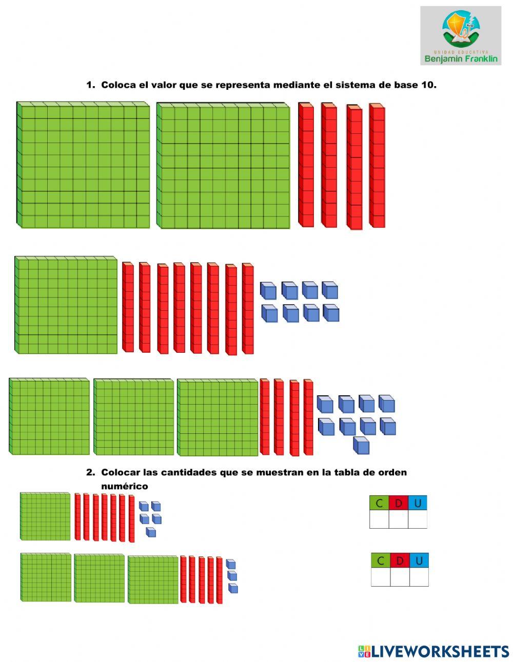 Taller base 10 | Adriana Saltos | Live Worksheets