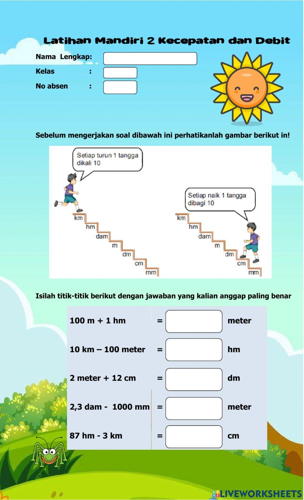 Tugas 2 satuan panjang worksheet | Live Worksheets