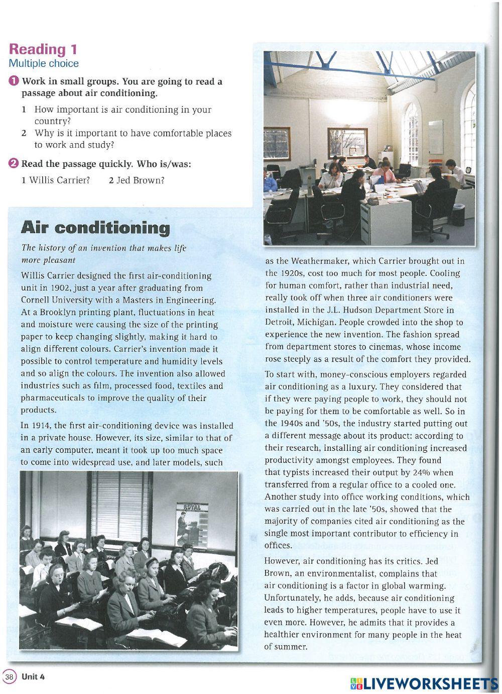 Air conditioning U4 - IELTS worksheet | Live Worksheets